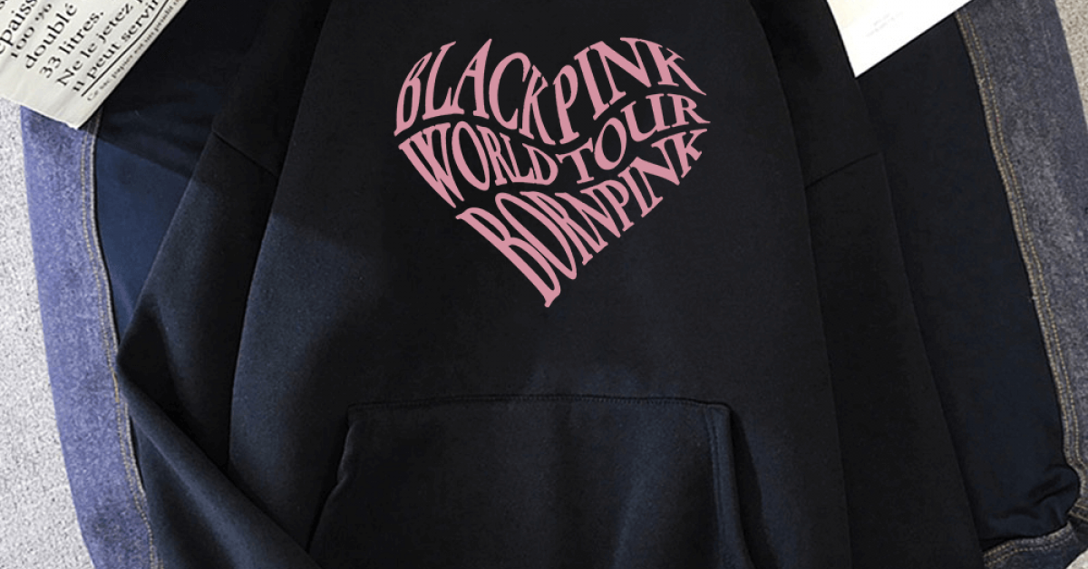Black Pink Yazılı Kalp Kapşonlu Sweatshirt
