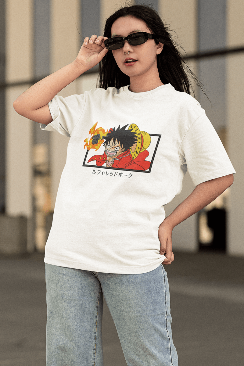 One Piece Luffy Red Hawk Tişört
